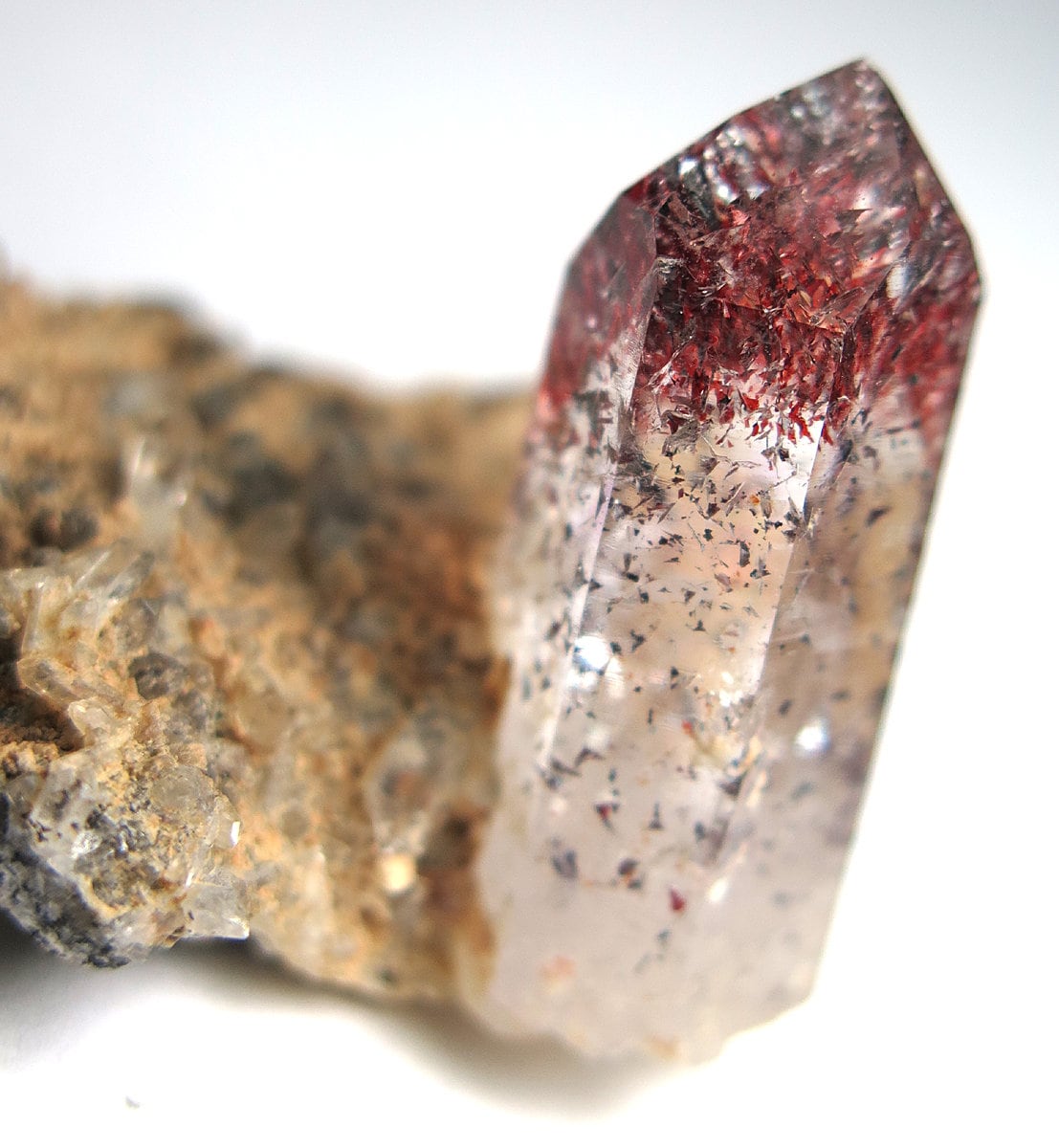 Rare Heavy Hematite included Quartz on matrix 12.6 grams. Perfect tips ...