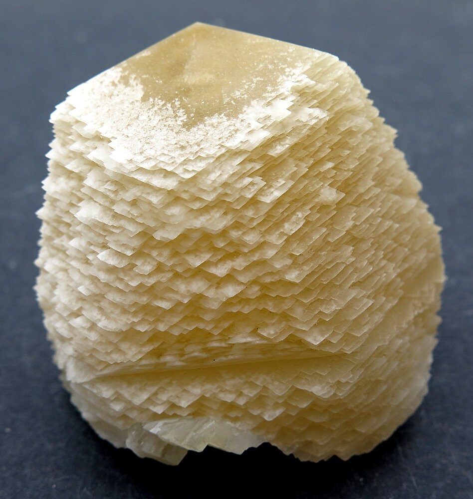 A Stacked wafer Calcite Crystal with old labels. Bwlch-y-Cwm Quarry ...