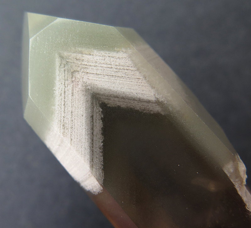 Polished Green & White Chlorite Phantom Smoky Quartz Crystal 76 grams