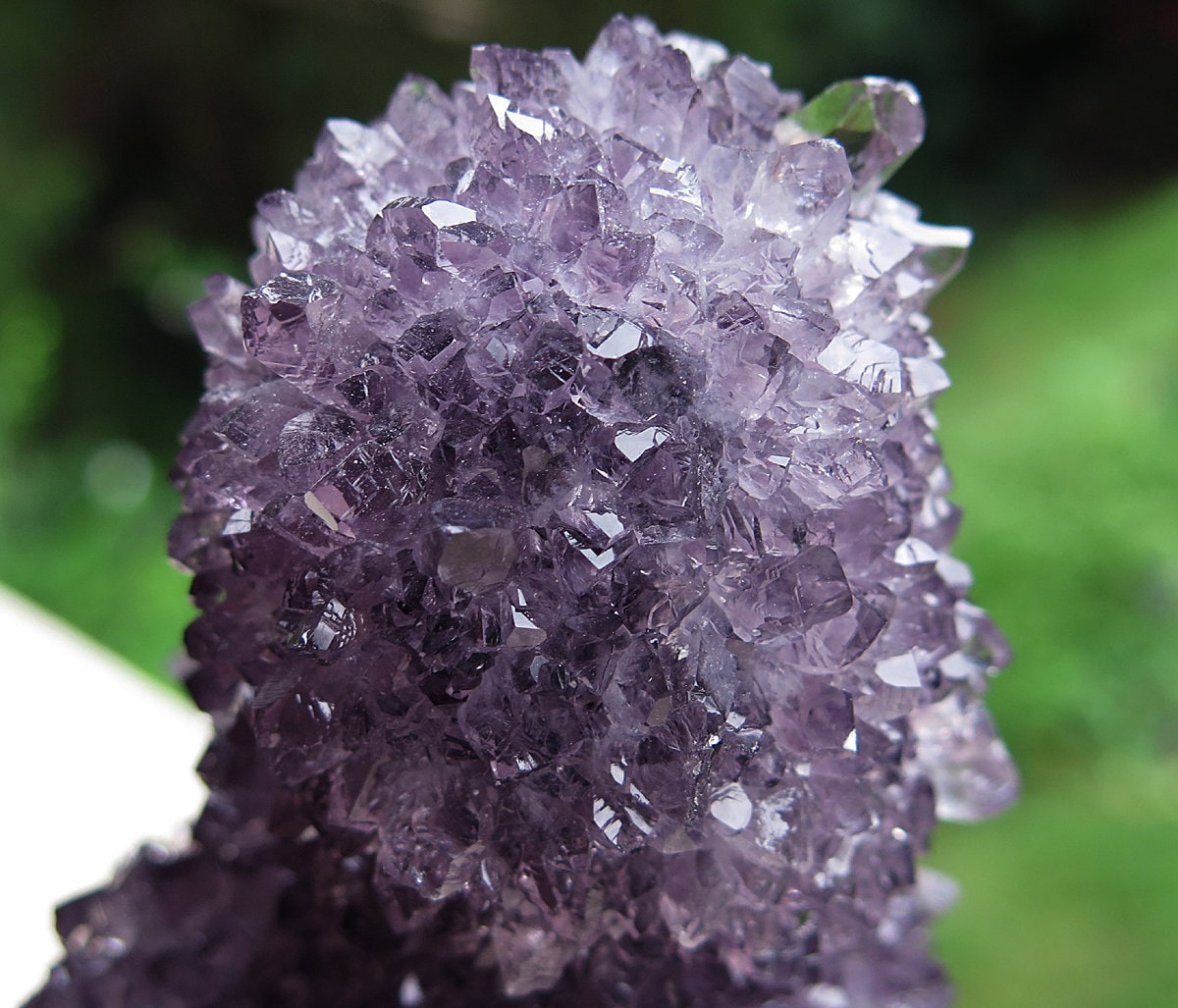 A beautiful Lavender Amethyst Stalactite with polished eyes. Stand ...