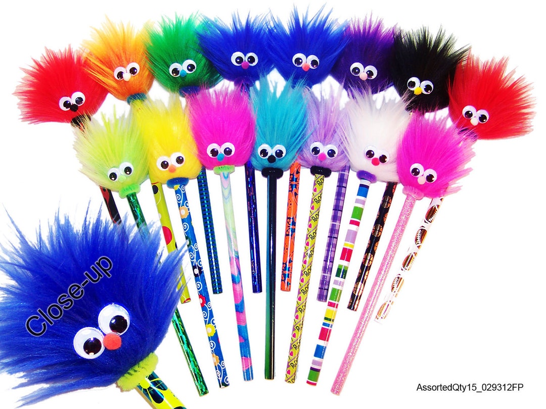 15 Fuzzy Pencils "a SMILE With a Twist" Assorted - Etsy