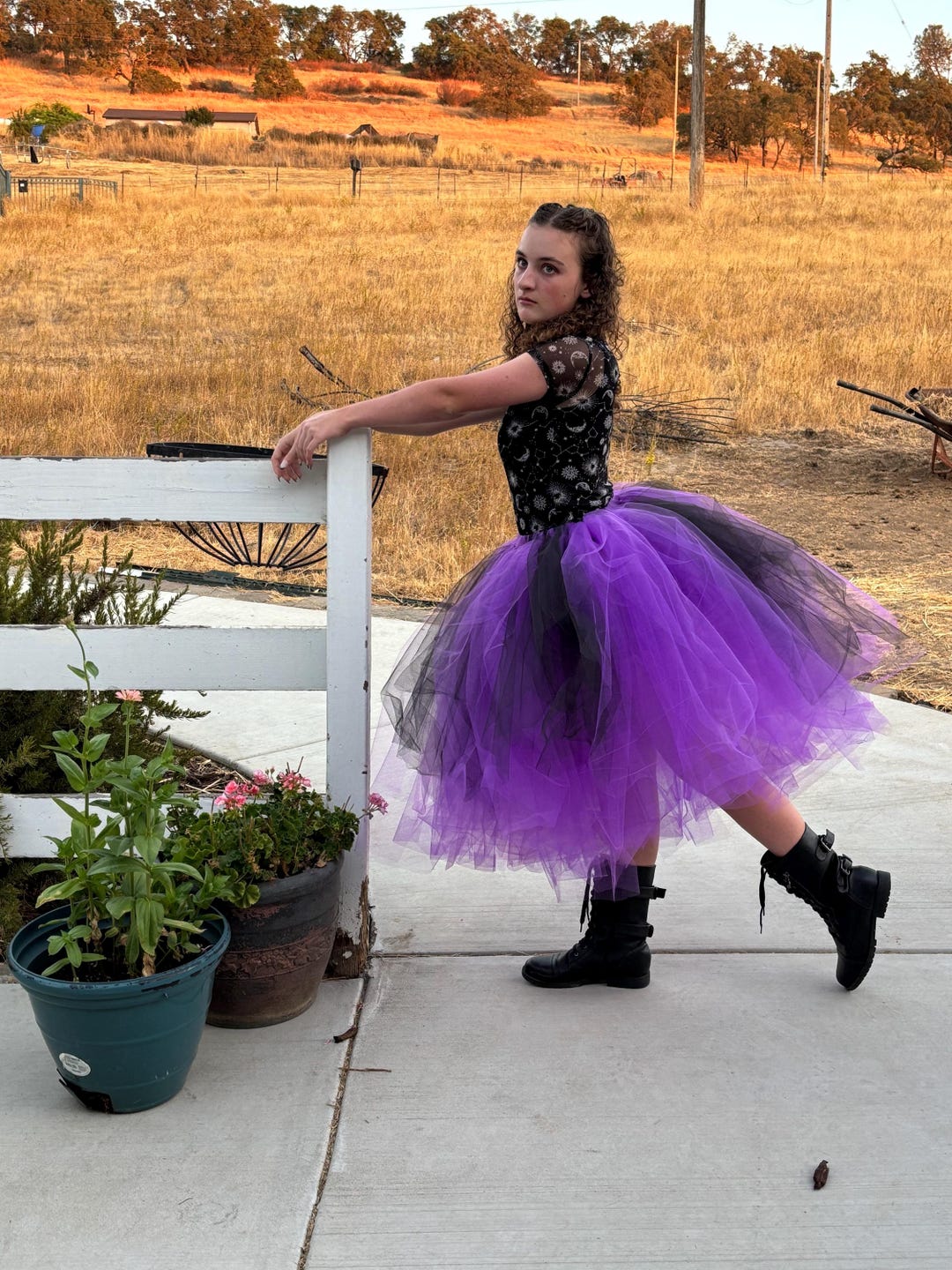 Midi Tea Length Purple and Black Adult Sewn Tutu Skirt: Goth Gothic ...
