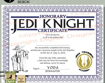 Jedi Certificate | Etsy