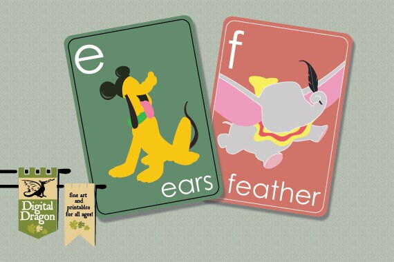 Mickey and Friends Alphabet 5x7 Cards - Etsy