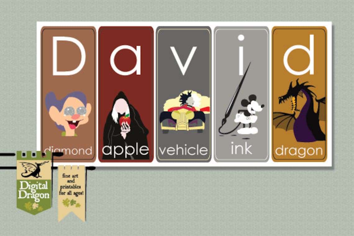 Disney Alphabet Custom Name Card - Etsy
