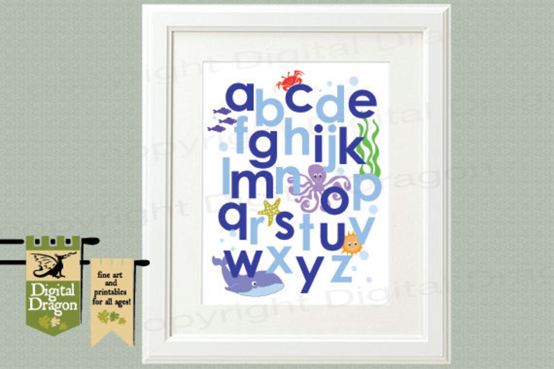 Under the Sea Alphabet 8x10 Nursery Wall Printable - Etsy