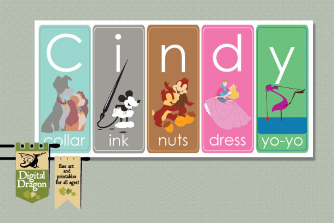 Disney Alphabet Custom Name Card - Etsy