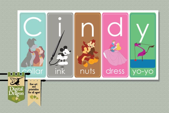 Disney Alphabet Custom Name Card - Etsy