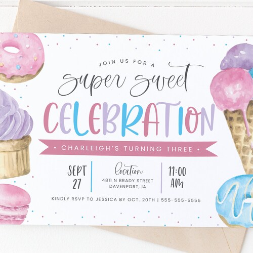 Desserts Invitation Sweet Celebration Invitation Super Sweet - Etsy