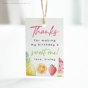 EDITABLE Fruit Thank You Tag, Fruit Theme, Sweet One, Two Sweet, Fruit ...