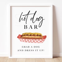 Hot Dog Bar Sign - Chalkboard Style Printable (digital File) - Etsy