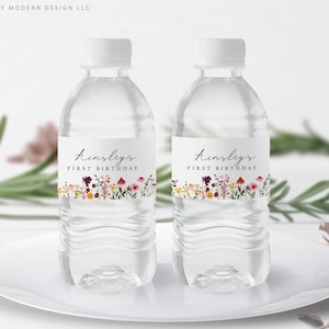 EDITABLE Wildflower Water Bottle Labels, Wildflower Labels, Wildflower ...