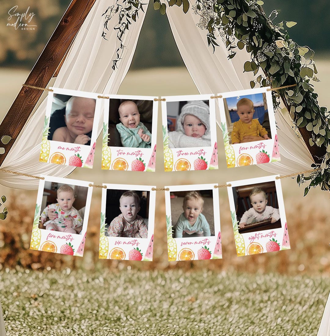 Fruit First Birthday Photo Banner, Fruit Girl's First Birthday Photos ...