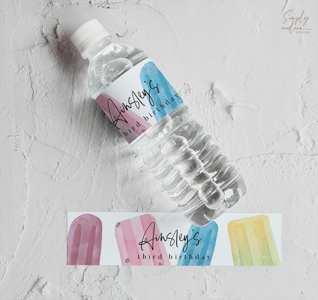 EDITABLE Popsicle Water Bottle Labels, Drink Label, Sweet Celebration ...