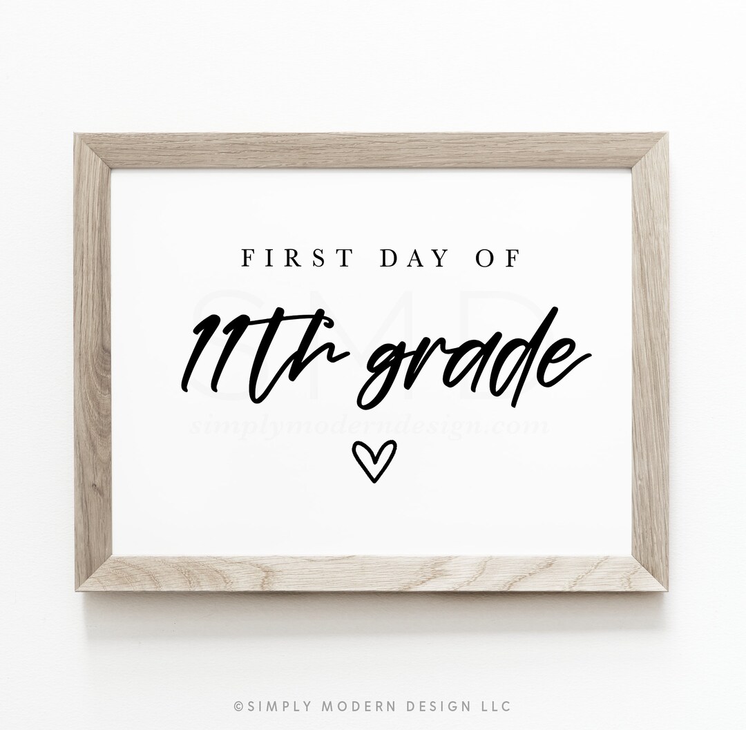 Girl's First Day of 11th Grade Sign, First Day of School, Printable ...