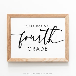 First Day of Fourth Grade Sign, First Day of School, Printable, Back to ...