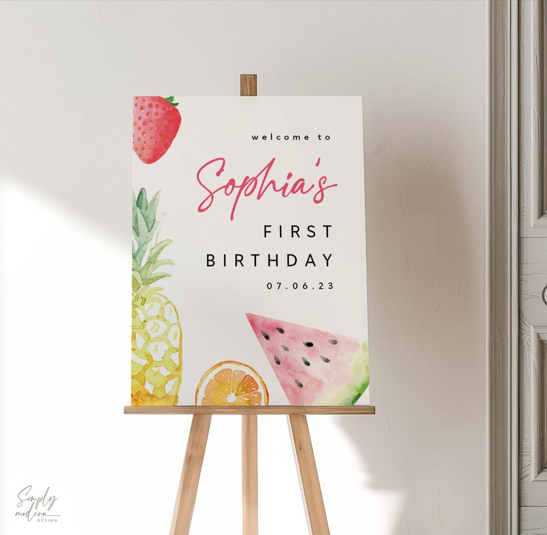 Fruit Welcome Sign, Fruit Theme Party Sign, Fruit Birthday Sign, Summer ...