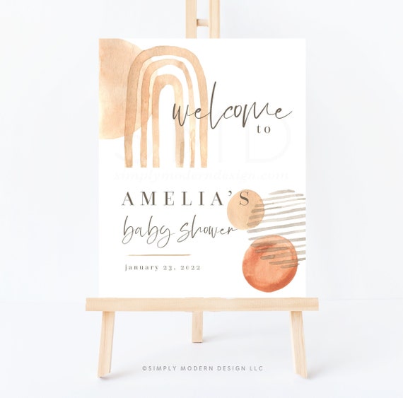 Boho Rainbow Welcome Sign Boho Baby Shower Sign Boho Rainbow | Etsy