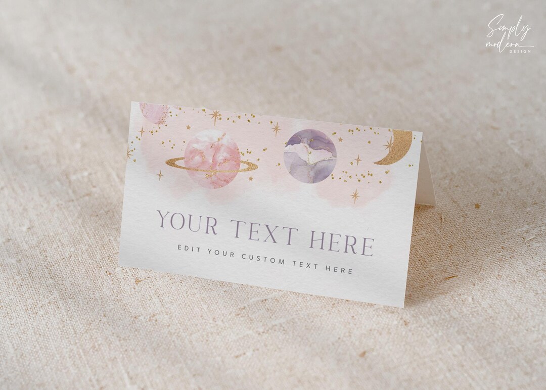 EDITABLE Girl's Space Theme Tent Cards, Planet Food Label, Outer Space ...