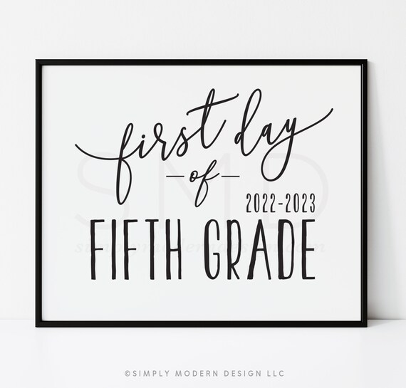 First Day of Fifth Grade Sign First Day of School Printable - Etsy