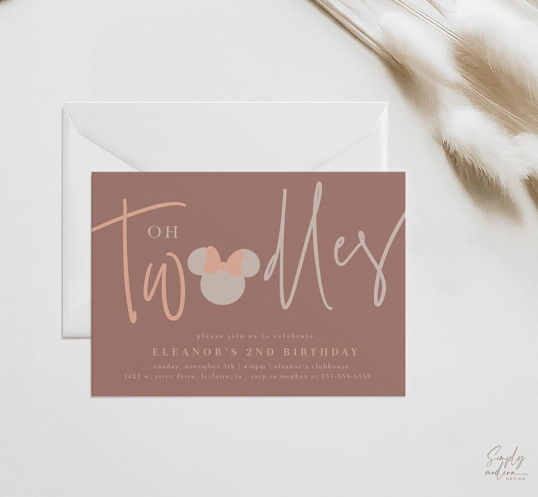 Oh Twodles Second Birthday Invitation, Mouse Birthday, Girl's 2nd ...