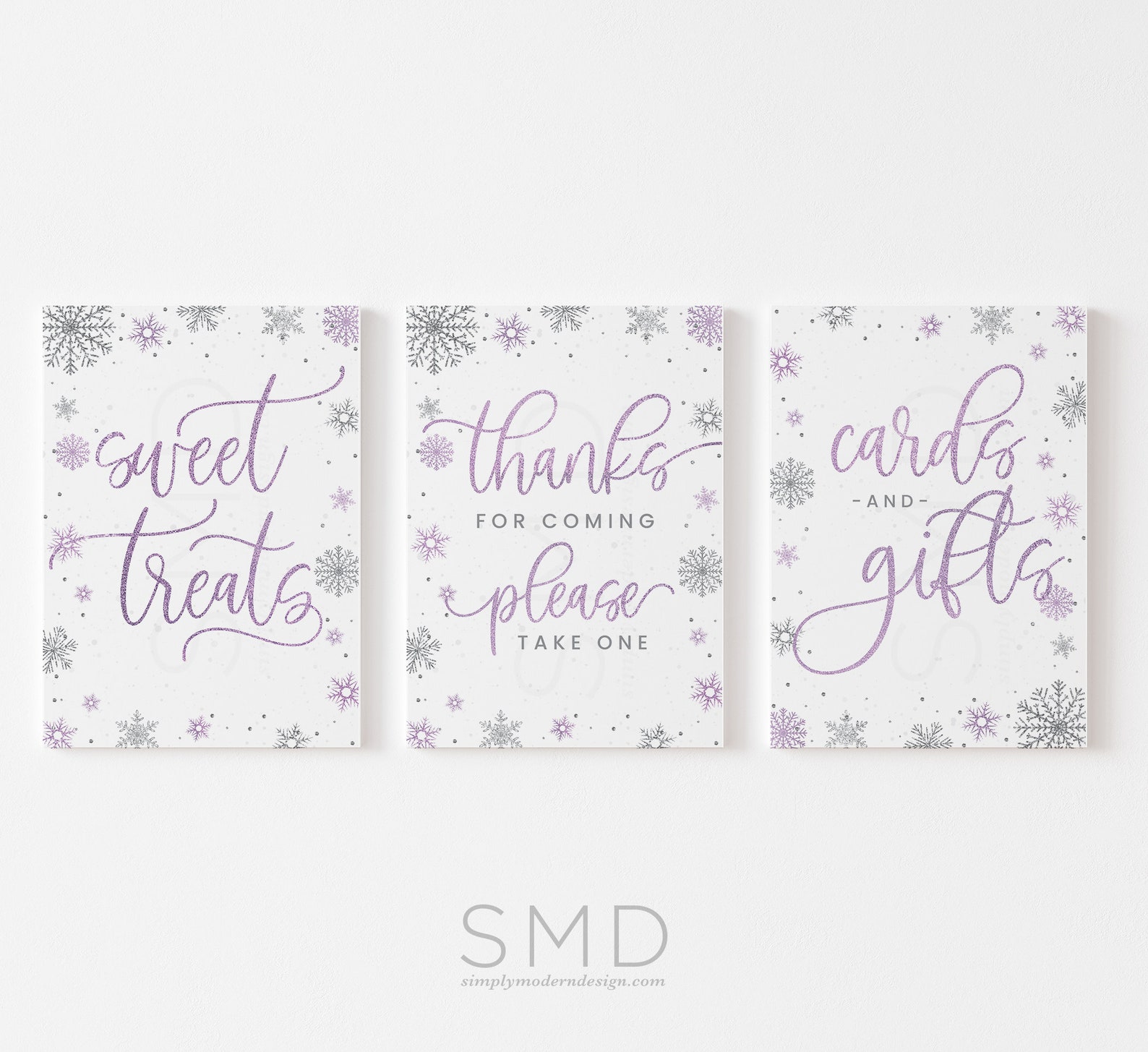 Girl's Winter Party Signs Purple Winter Wonderland Shower | Etsy