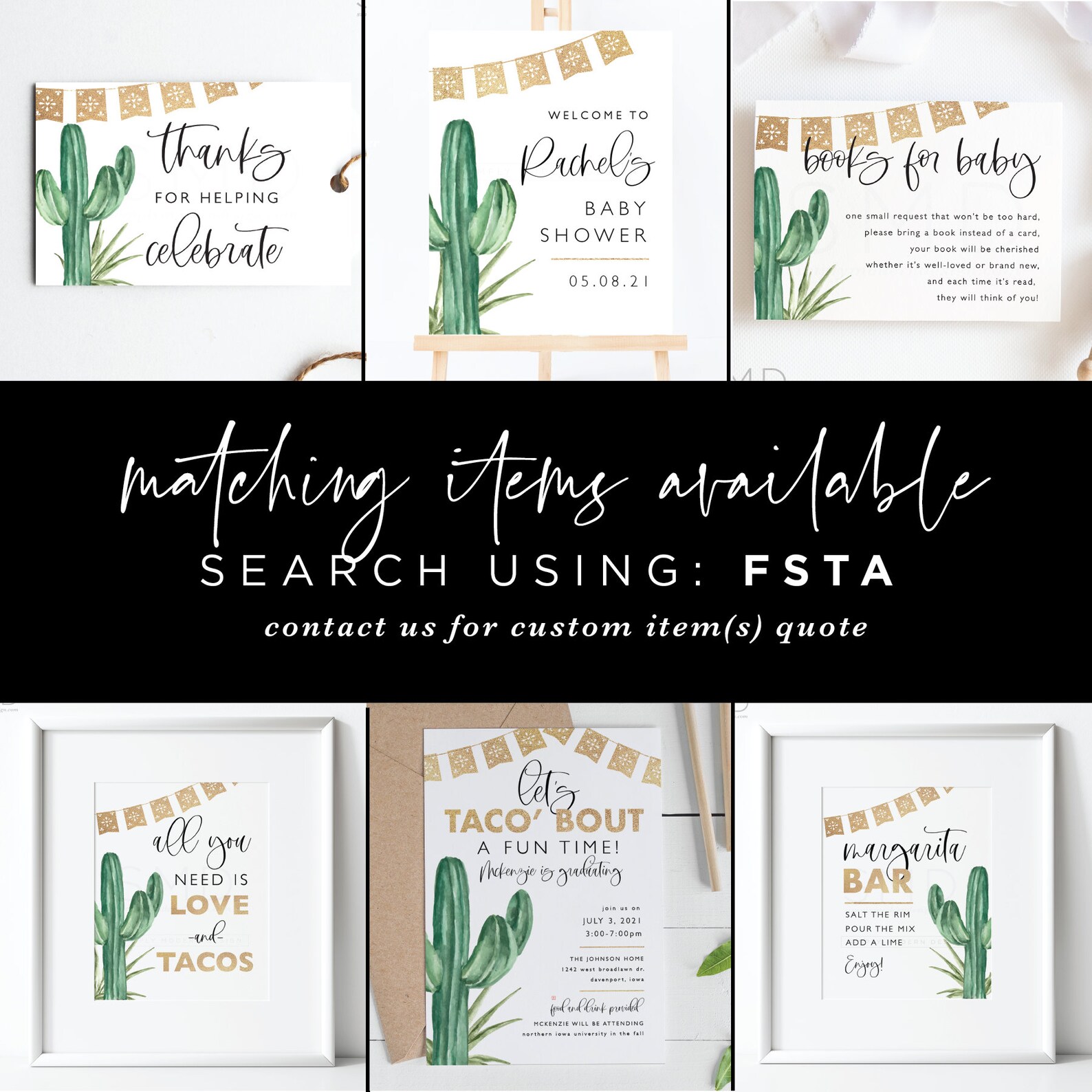 Cactus Taco Bar Sign Fiesta Taco Bar Sign Cactus Baby - Etsy