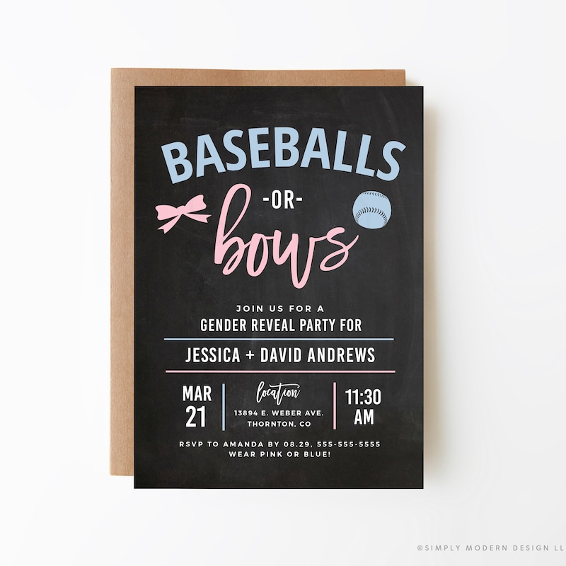 Baseball Gender Reveal Invitation - Etsy