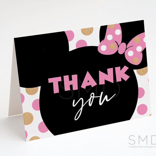 Minnie Mouse Thank You Cards - Etsy