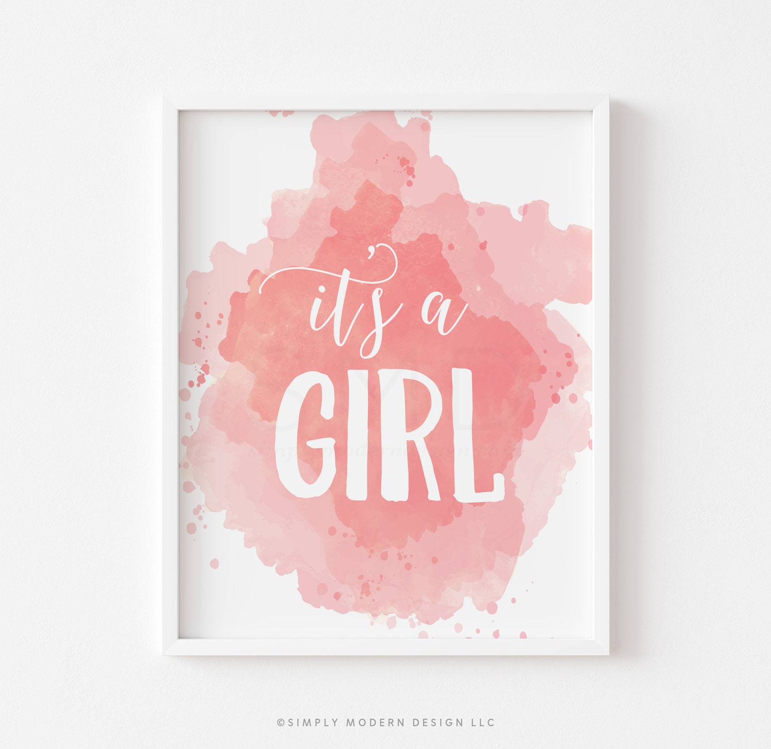 It's a Girl Pink Watercolor Gender Reveal Sign Baby Girl - Etsy