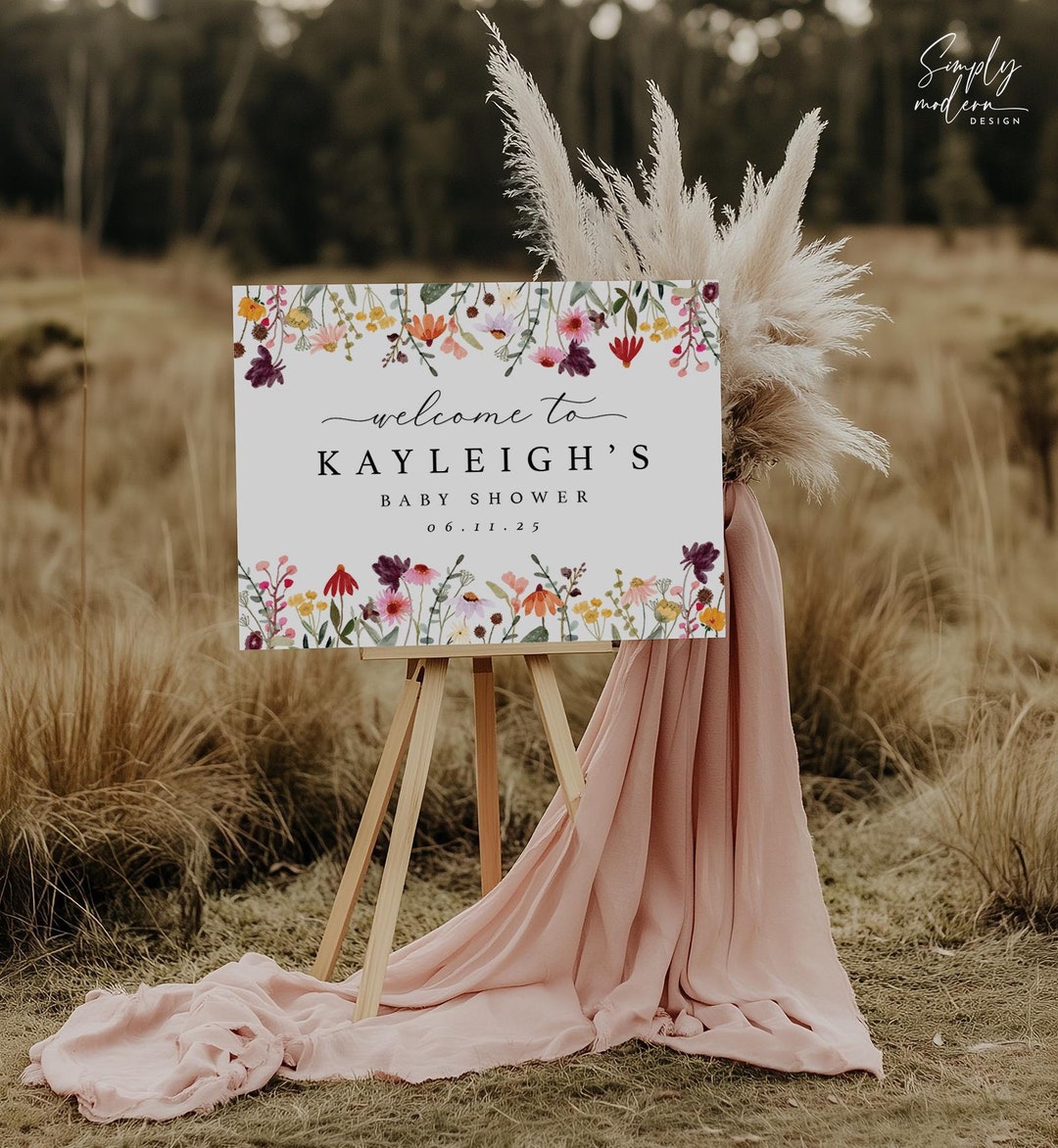 Wildflower Welcome Sign, Wildflower Baby Shower, Wildflower Welcome ...
