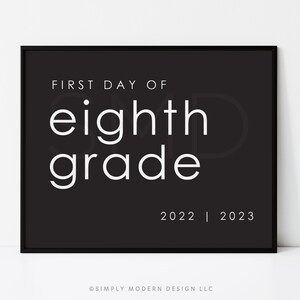 First Day of Eighth Grade Sign School Year 2021 Printable | Etsy