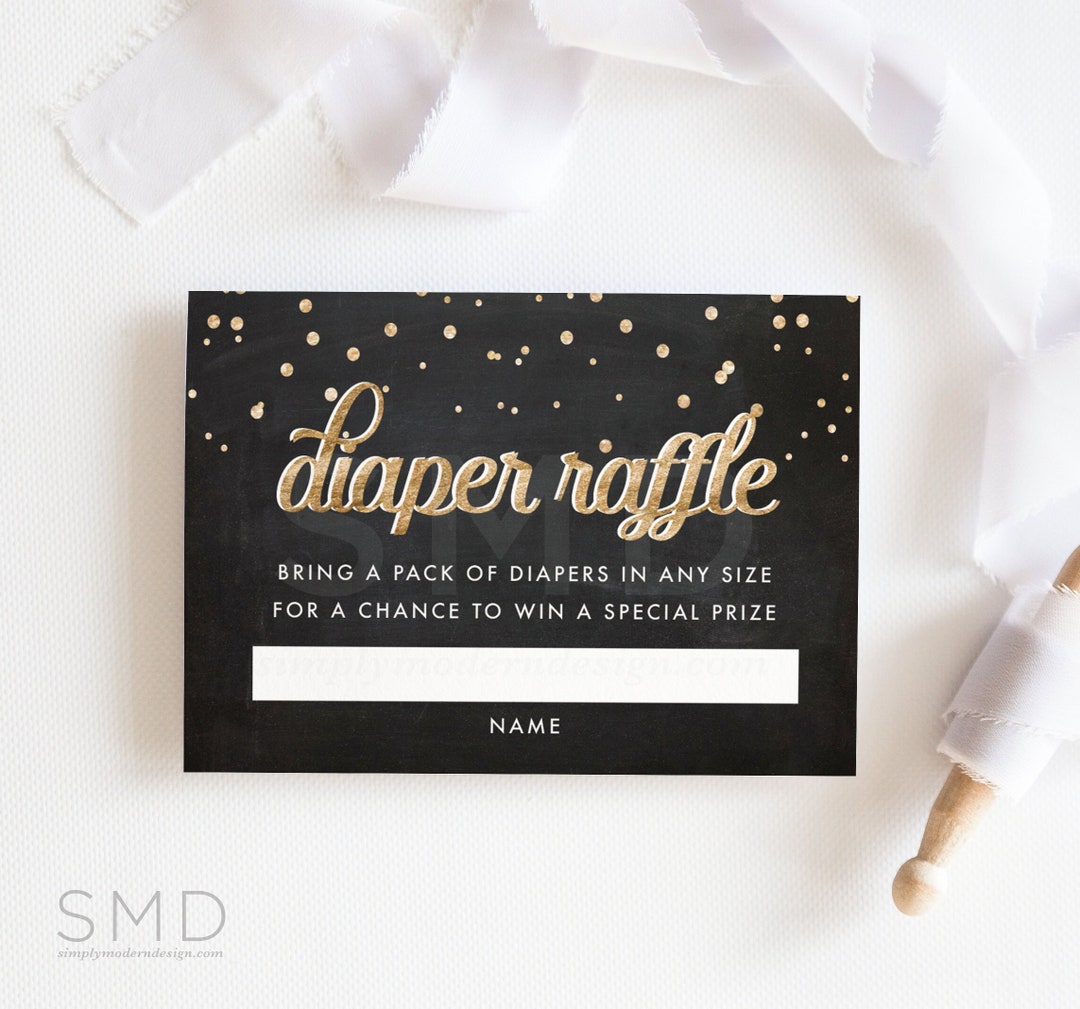 New Years Diaper Raffle Insert Card, Gold Confetti Diaper Raffle ...