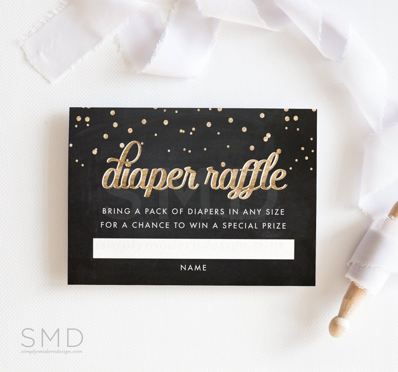New Years Diaper Raffle Insert Card Gold Confetti Diaper - Etsy