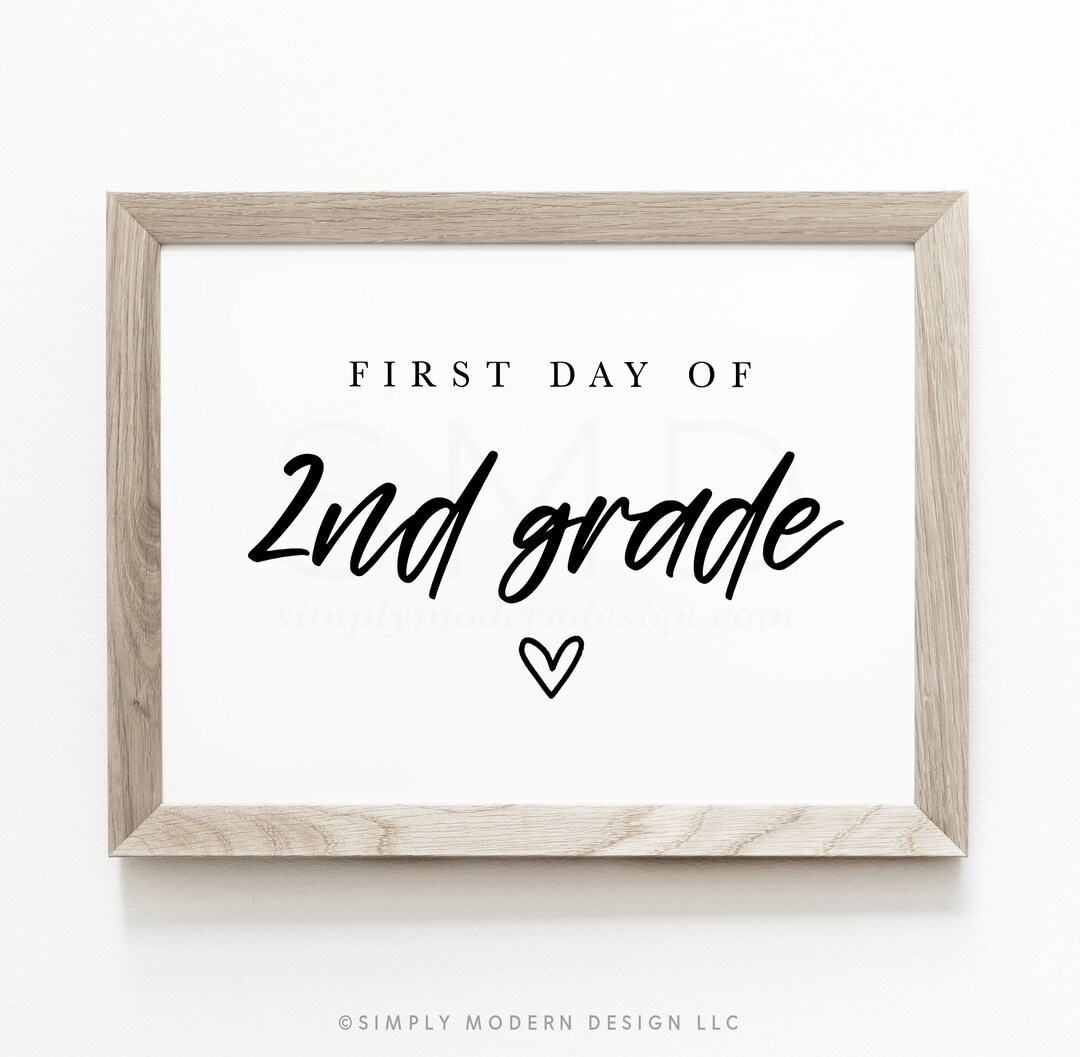 Girl's First Day of 2nd Grade Sign, First Day of School, Printable ...