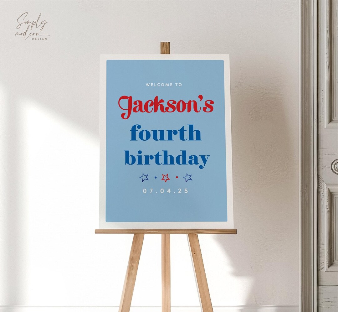 Minimalist 4th of July Welcome Sign, Editable, Patriotic Welcome, Baby ...