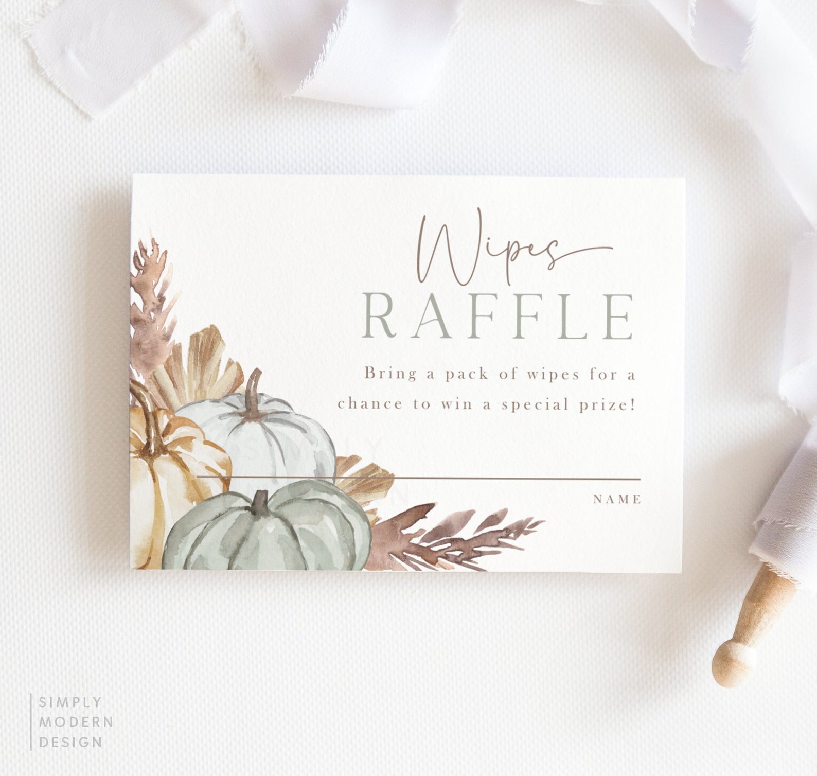 Boy's Boho Wipes Raffle Ticket, Gender Neutral Wipes Raffle Insert ...