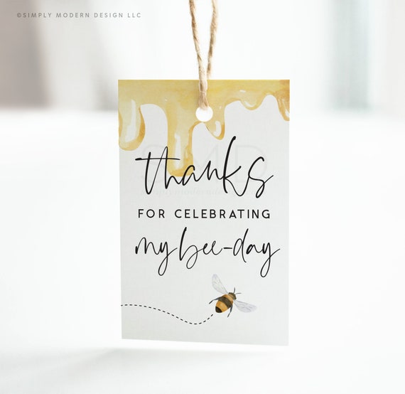 Bee Birthday Thank You Tag Bee-day Thank You Bee Theme - Etsy