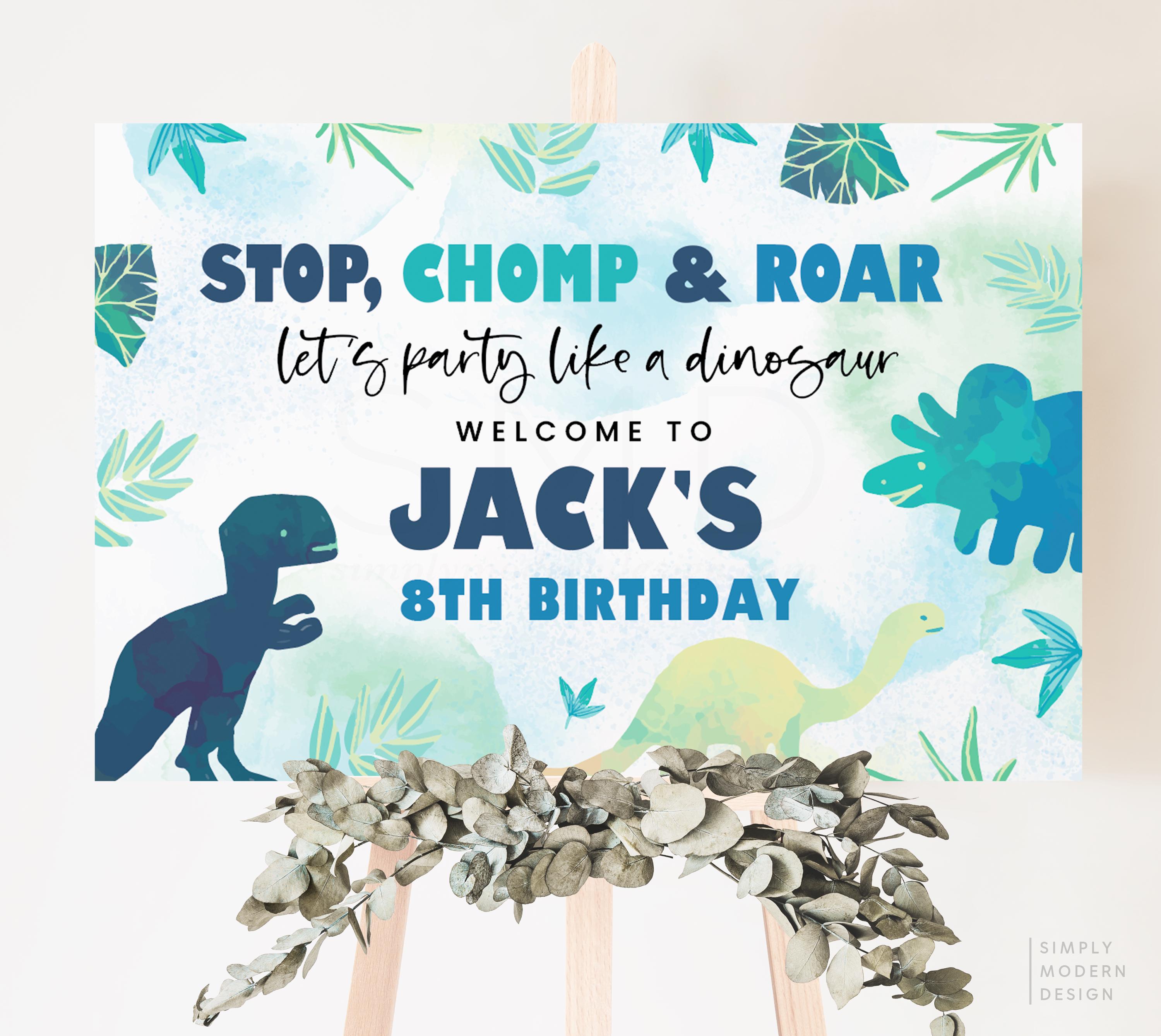Dinosaur Birthday Welcome Sign, Editable, Dinosaur Yard Sign, Dinosaur ...