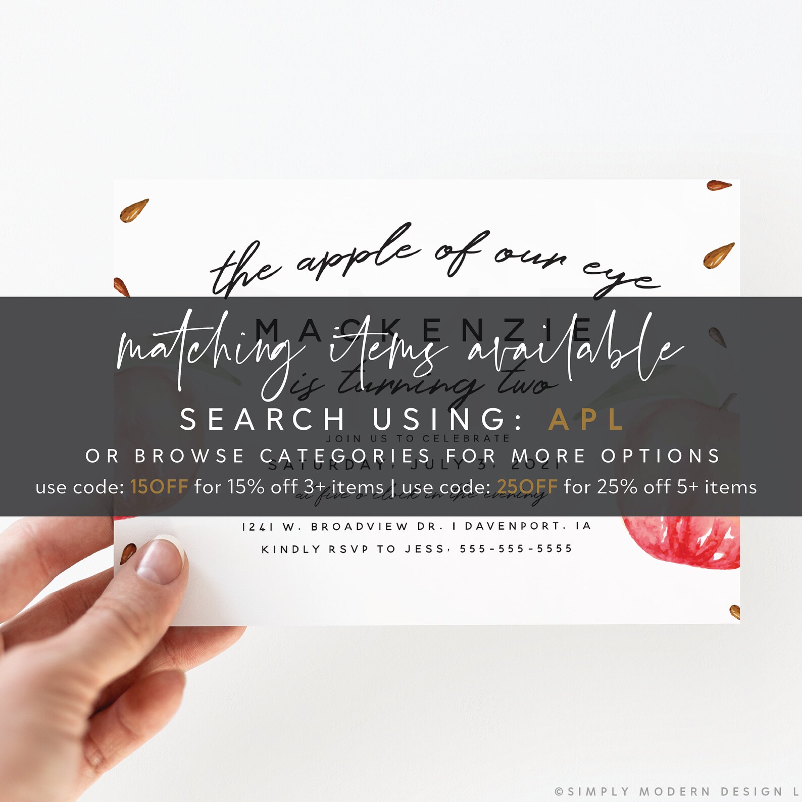 Apple Birthday Party Editable Invitation Apple of Our Eye - Etsy