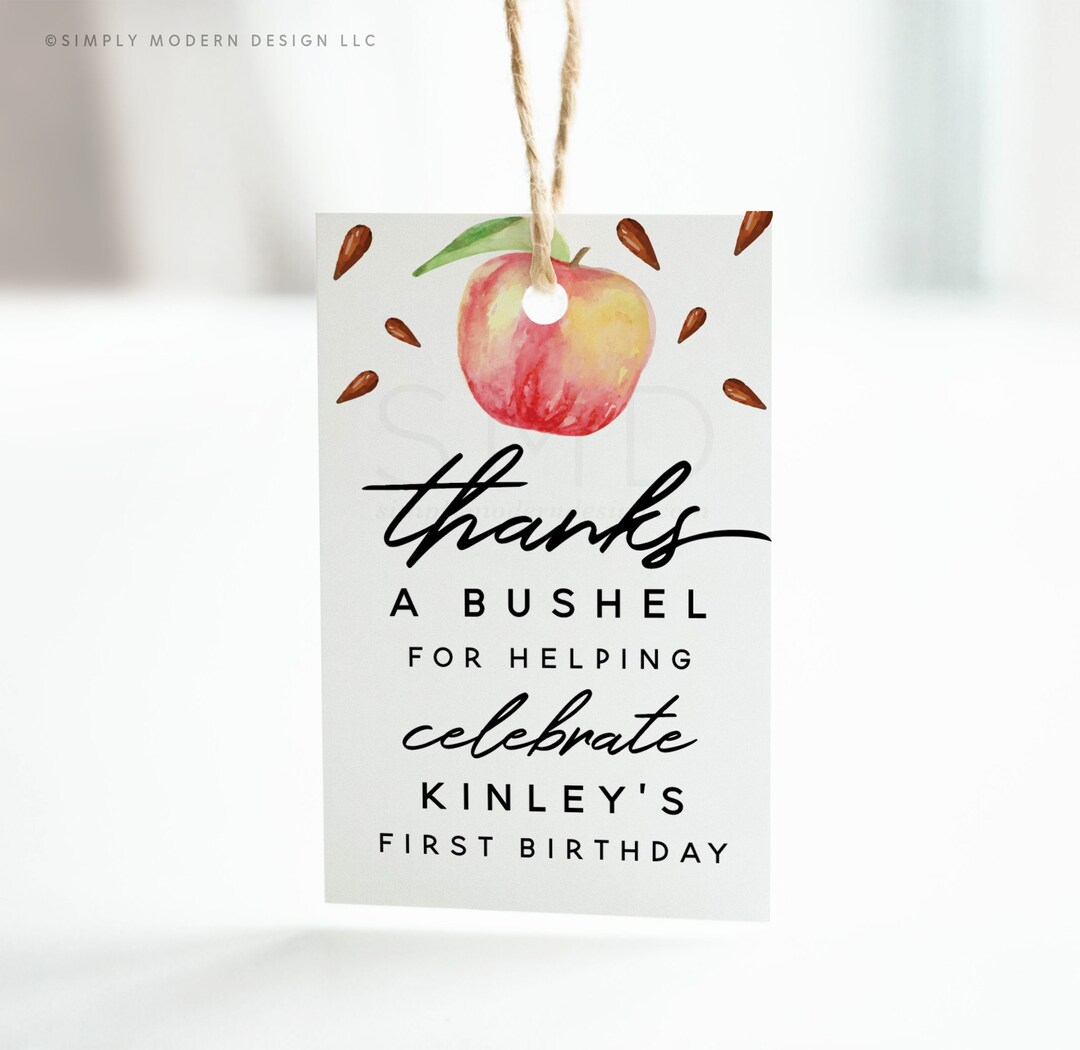 EDITABLE Apple Theme Birthday Party Thank You Tag, Apple Birthday Tag ...