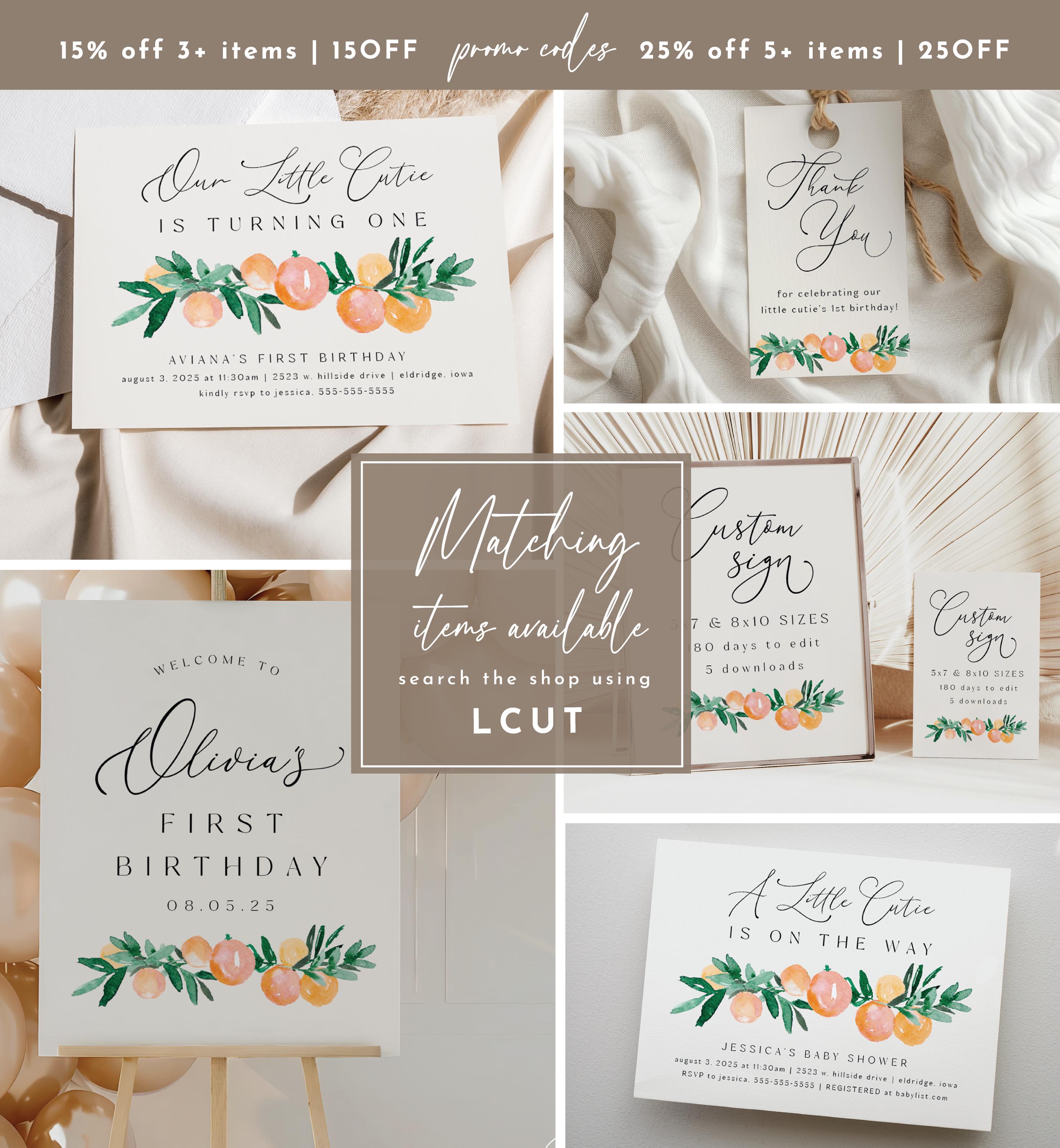 EDITABLE Little Cutie Theme Tent Card, Orange Fruit Food Label ...