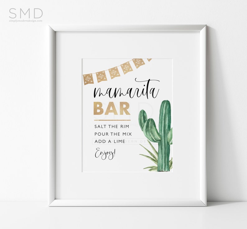 Mamarita bar sign fiesta baby shower sign cactus mamarita | Etsy