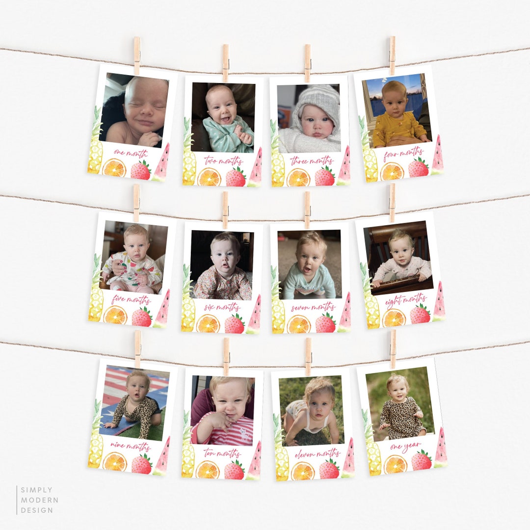 Fruit First Birthday Photo Banner, Fruit Girl's First Birthday Photos ...