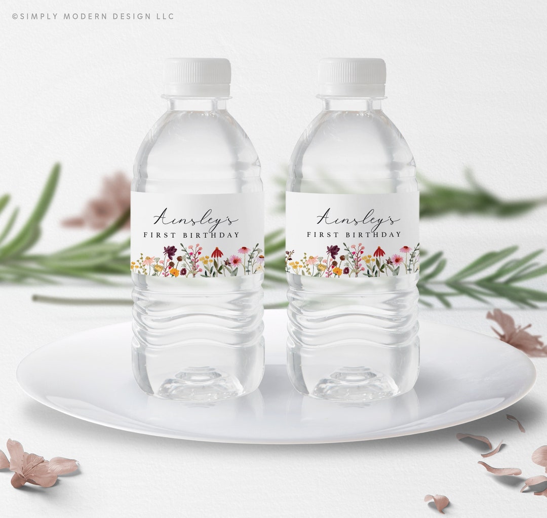 EDITABLE Wildflower Water Bottle Labels, Wildflower Labels, Wildflower ...
