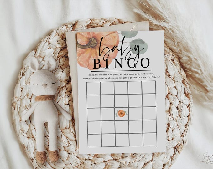 Pumpkin Baby Bingo, Fall Baby Shower Game, Printable Bingo Cards ...
