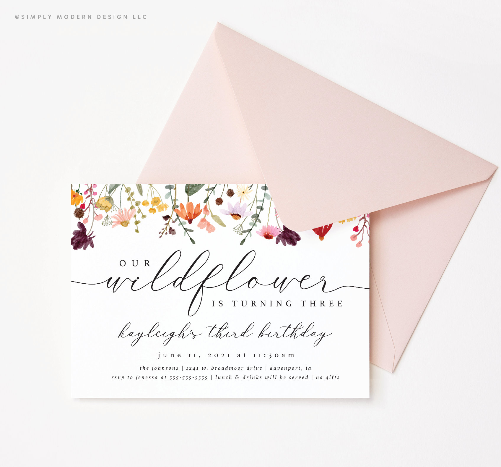 Wildflower Birthday Party Invite Wildflower Invitation | Etsy