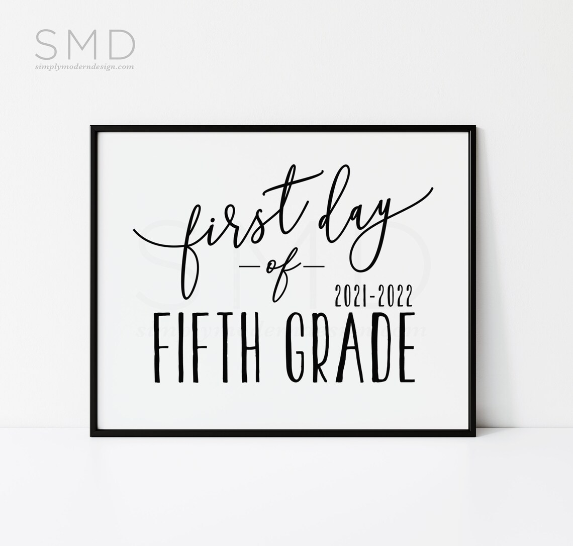 First day of fifth grade sign first day of school printable | Etsy