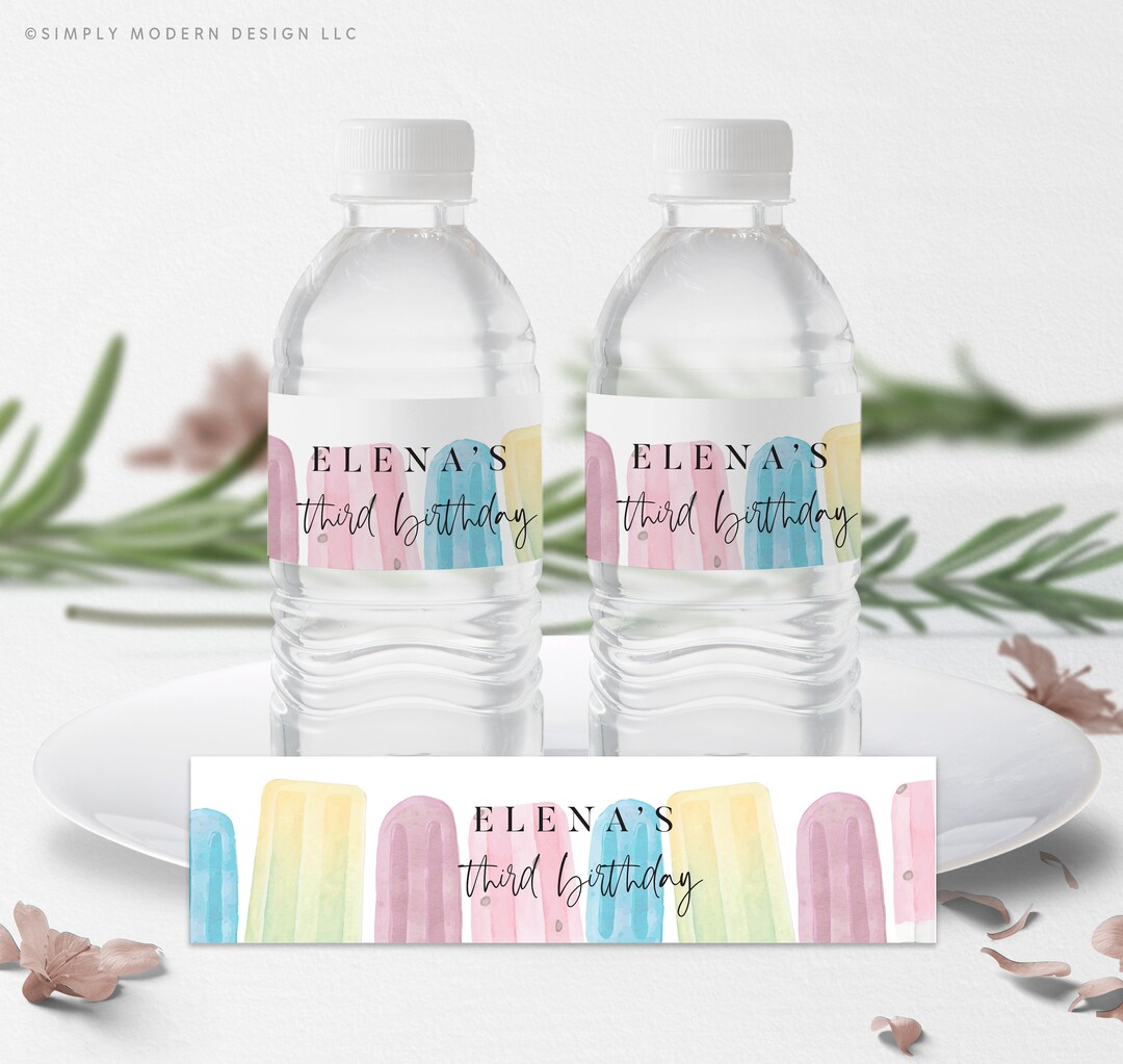 EDITABLE Popsicle Water Bottle Labels, Drink Label, Sweet Celebration ...