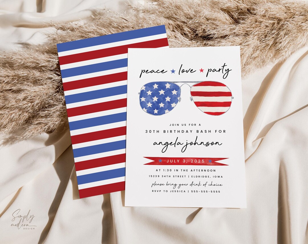 Patriotic Birthday Invitation, Patriotic Theme, 4th of July, Two Cool ...